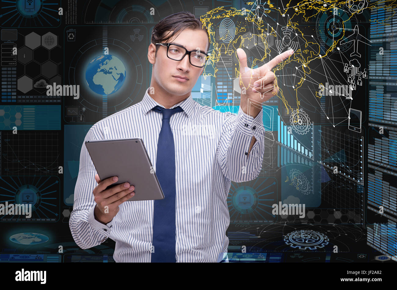 Man with tablet in data mining concept Stock Photo - Alamy