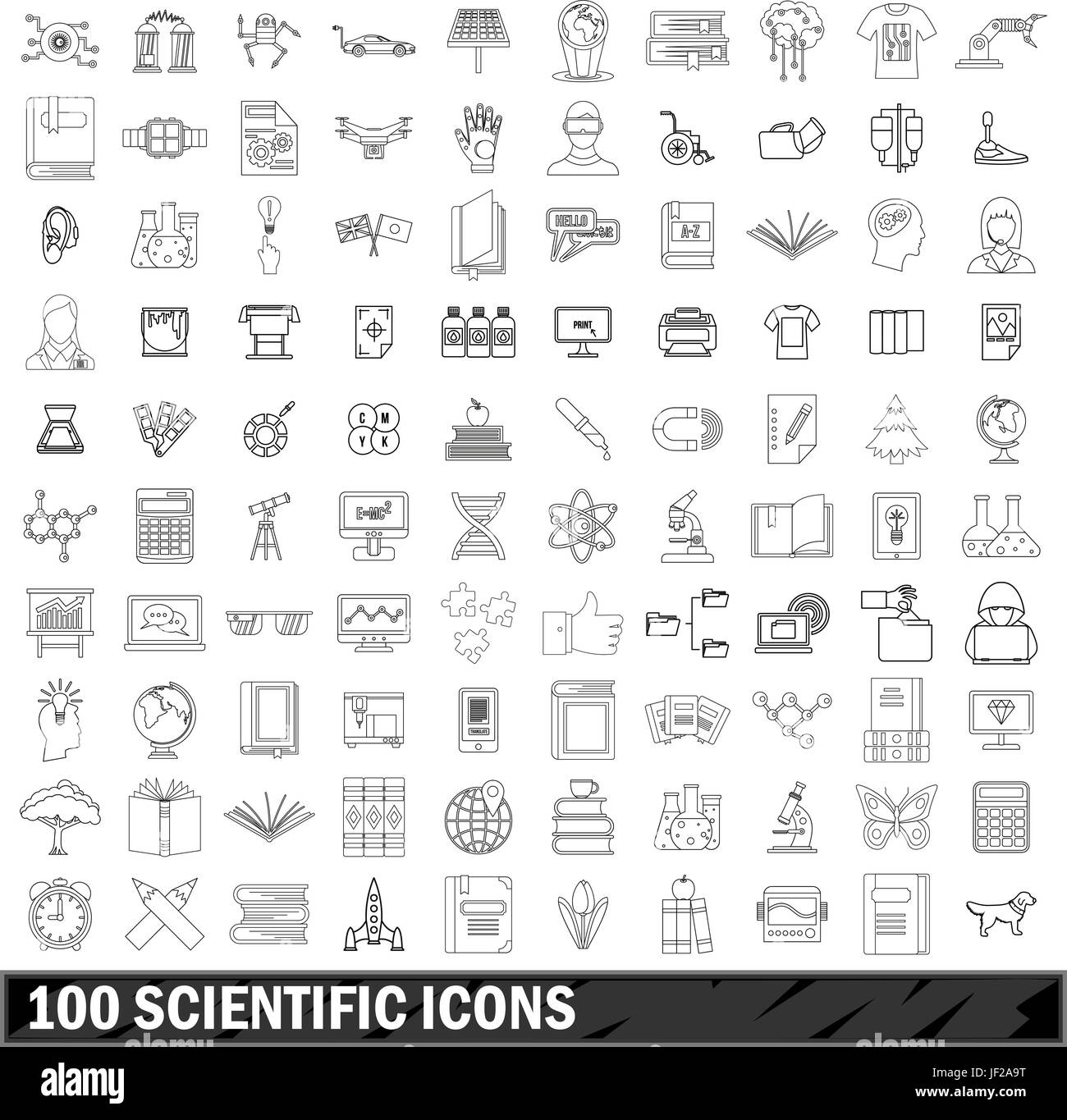 100 scientific icons set, outline style Stock Vector Image & Art - Alamy
