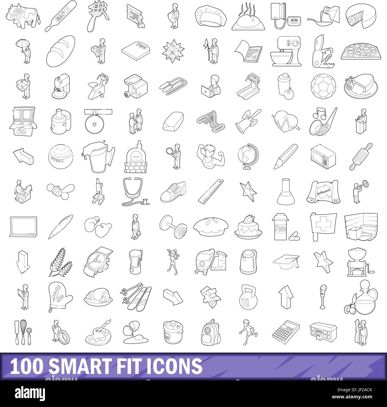 100 smart fit icons set, outline style Stock Vector Image & Art - Alamy
