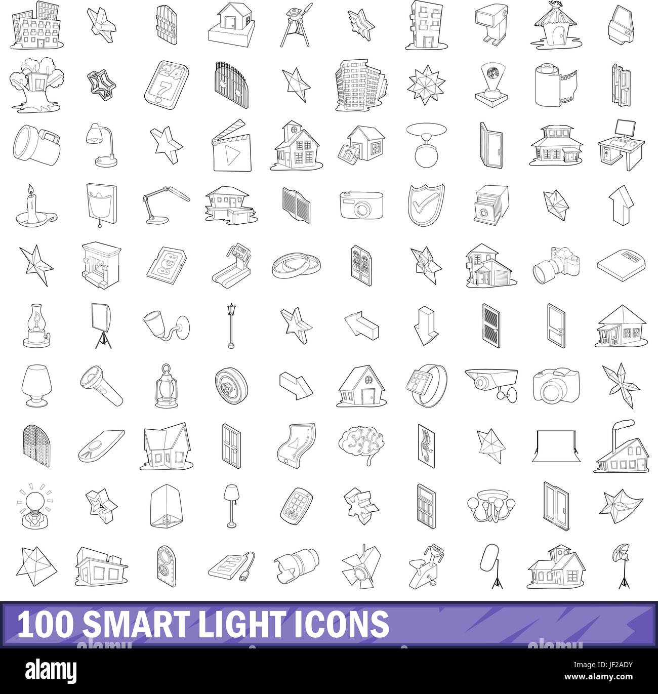 100 smart light icons set, outline style Stock Vector Image & Art - Alamy