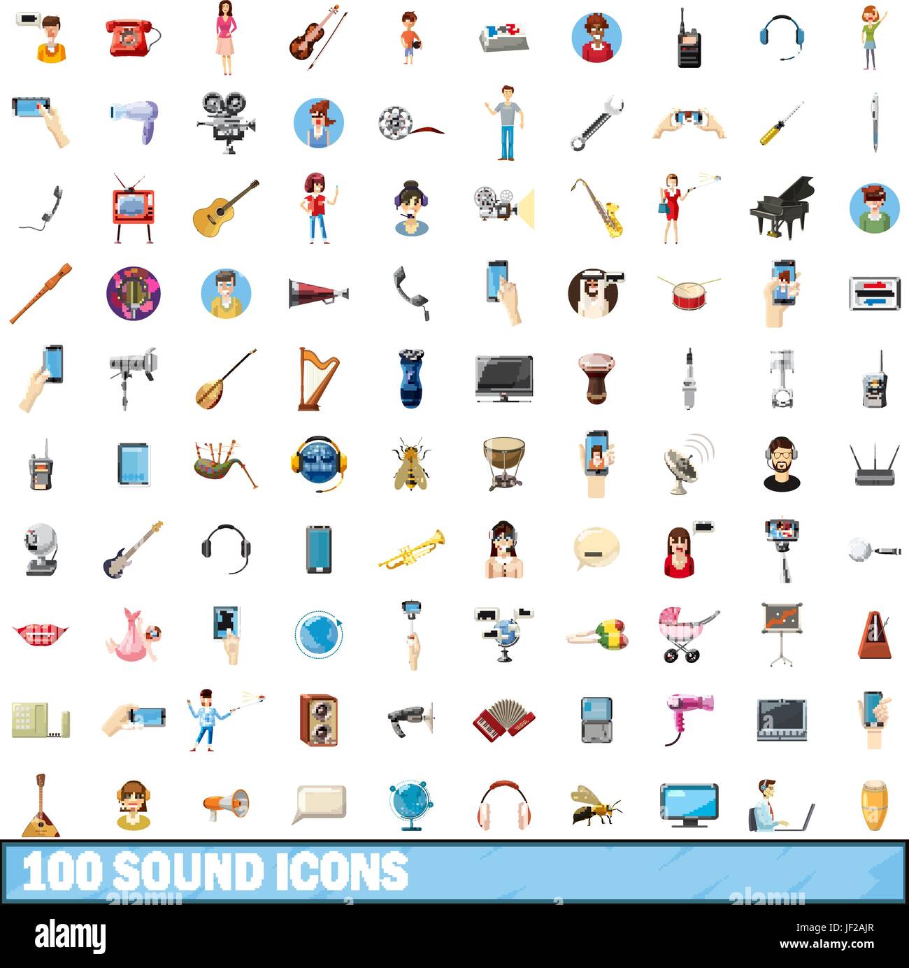 100 sound icons set, cartoon style Stock Vector Image & Art - Alamy