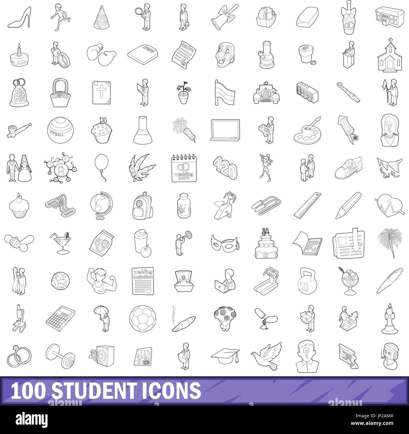 100 student icons set, outline style Stock Vector Image & Art - Alamy