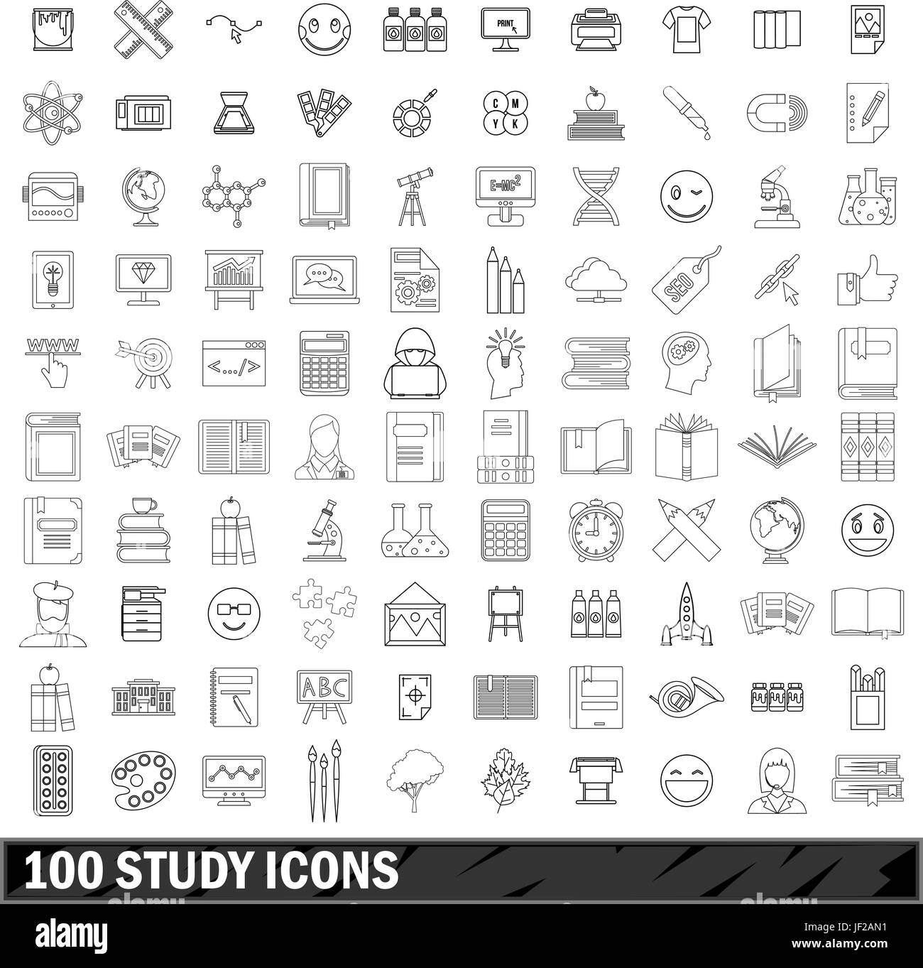 100 study icons set, outline style Stock Vector Image & Art - Alamy