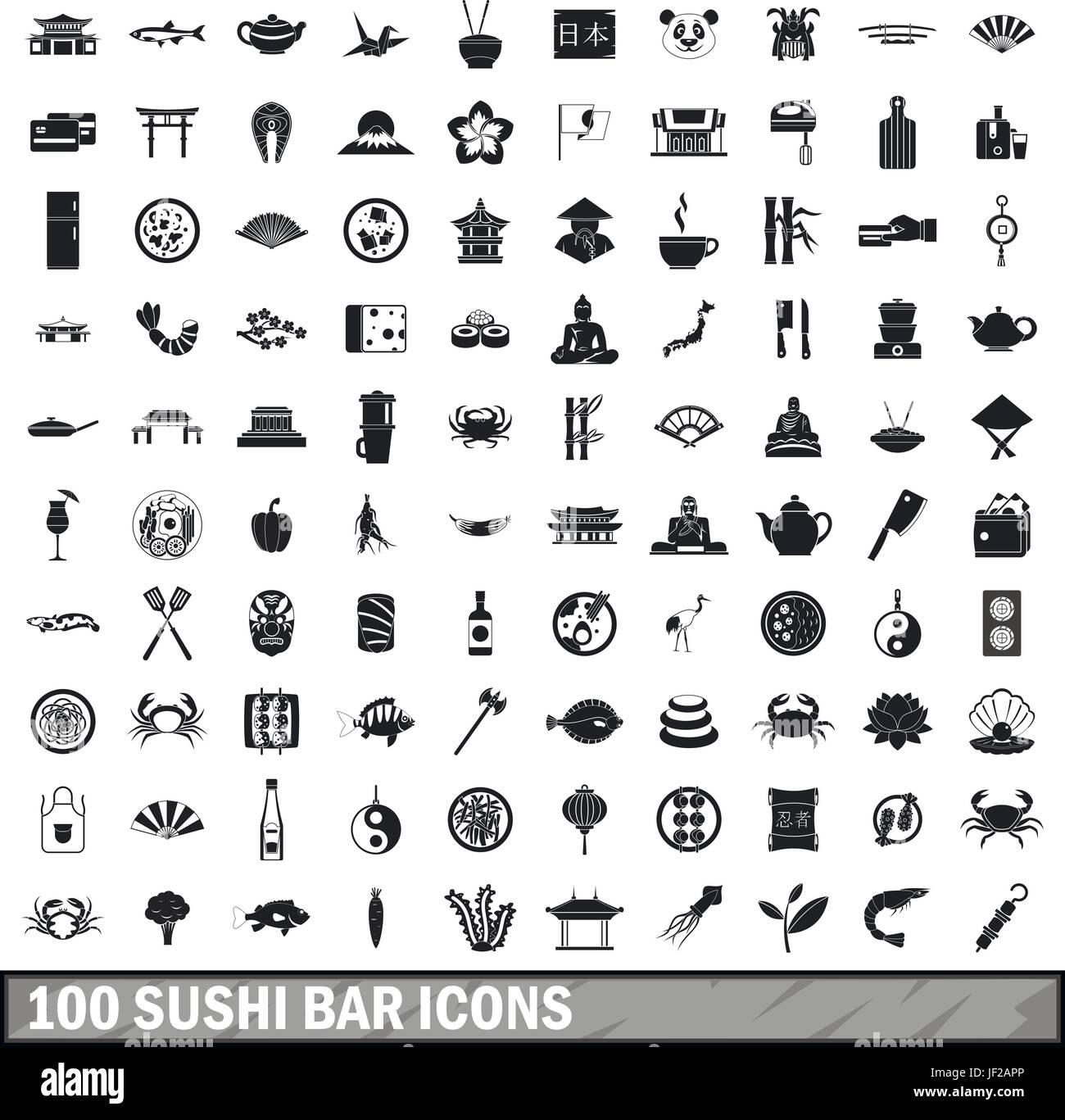 100 sushi bar icons set, simple style Stock Vector Image & Art - Alamy