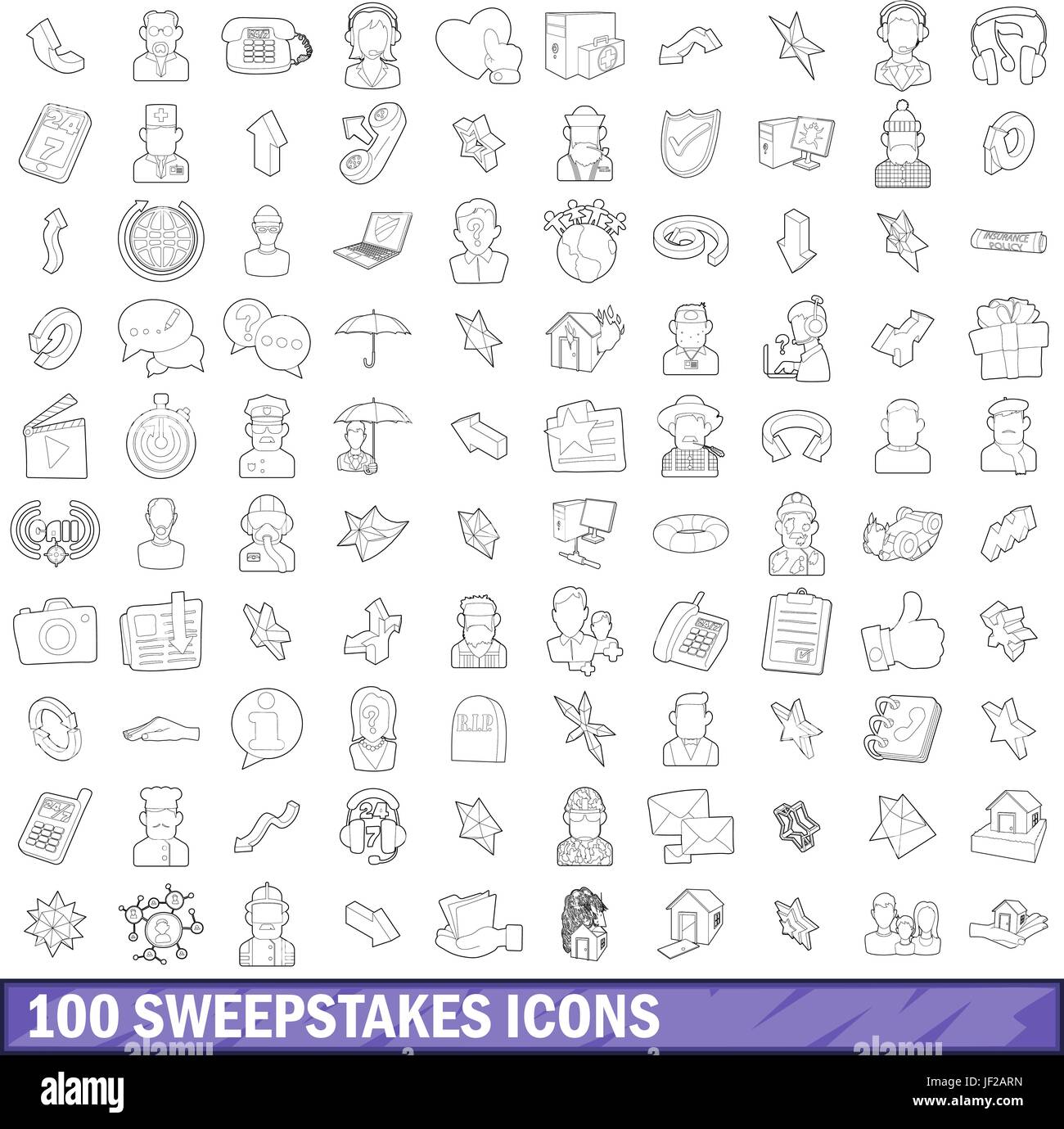 100 sweepstakes icons set, outline style Stock Vector Image & Art - Alamy
