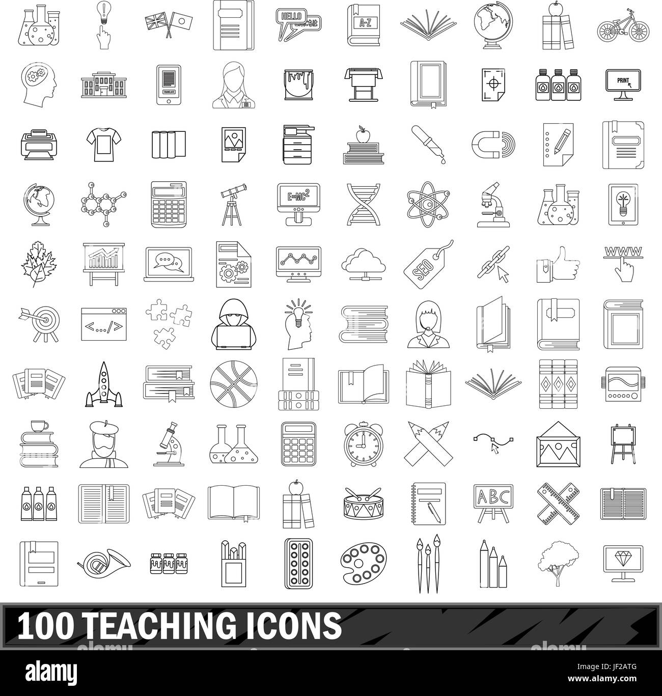 100 teaching icons set, outline style Stock Vector Image & Art - Alamy