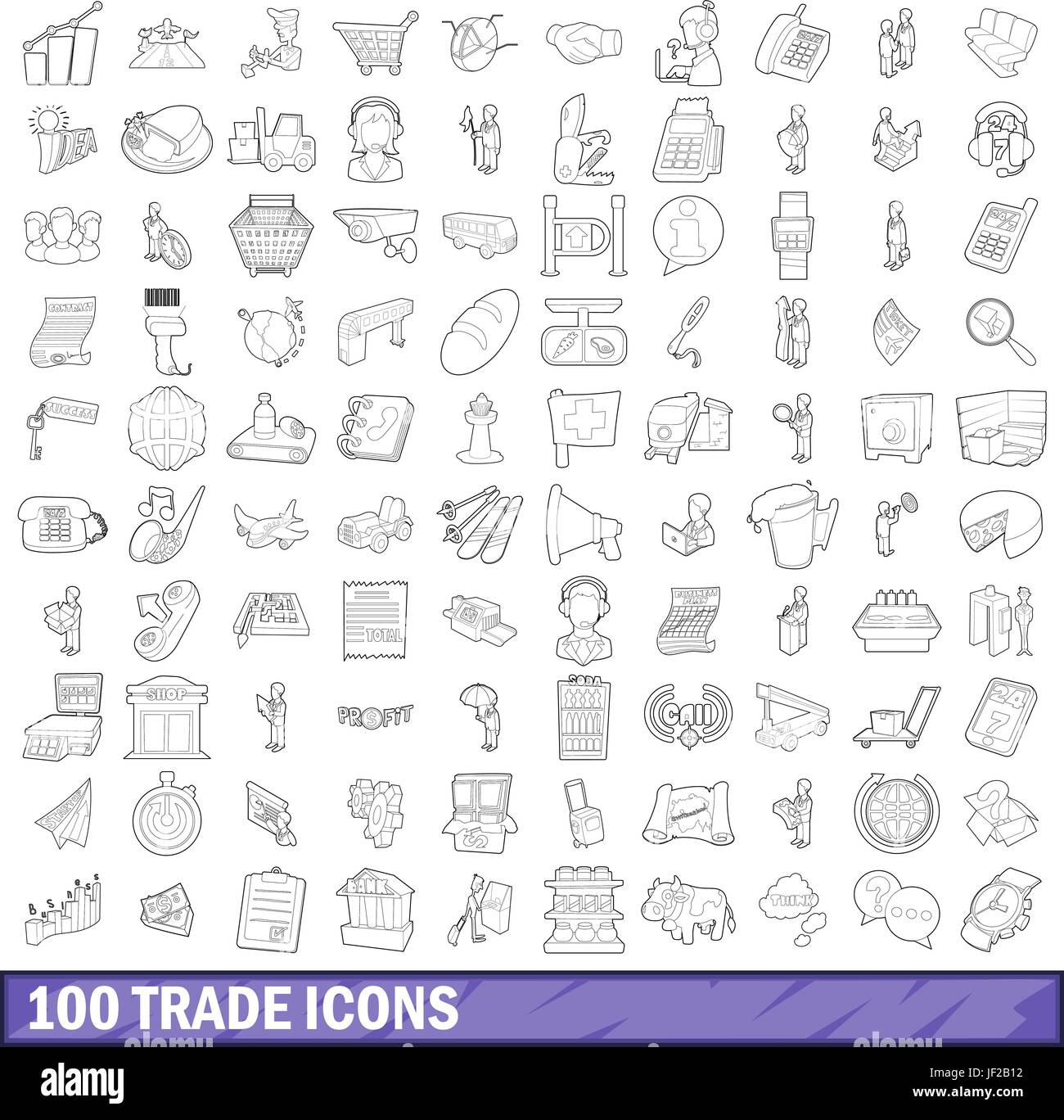 100 trade icons set, outline style Stock Vector Image & Art - Alamy