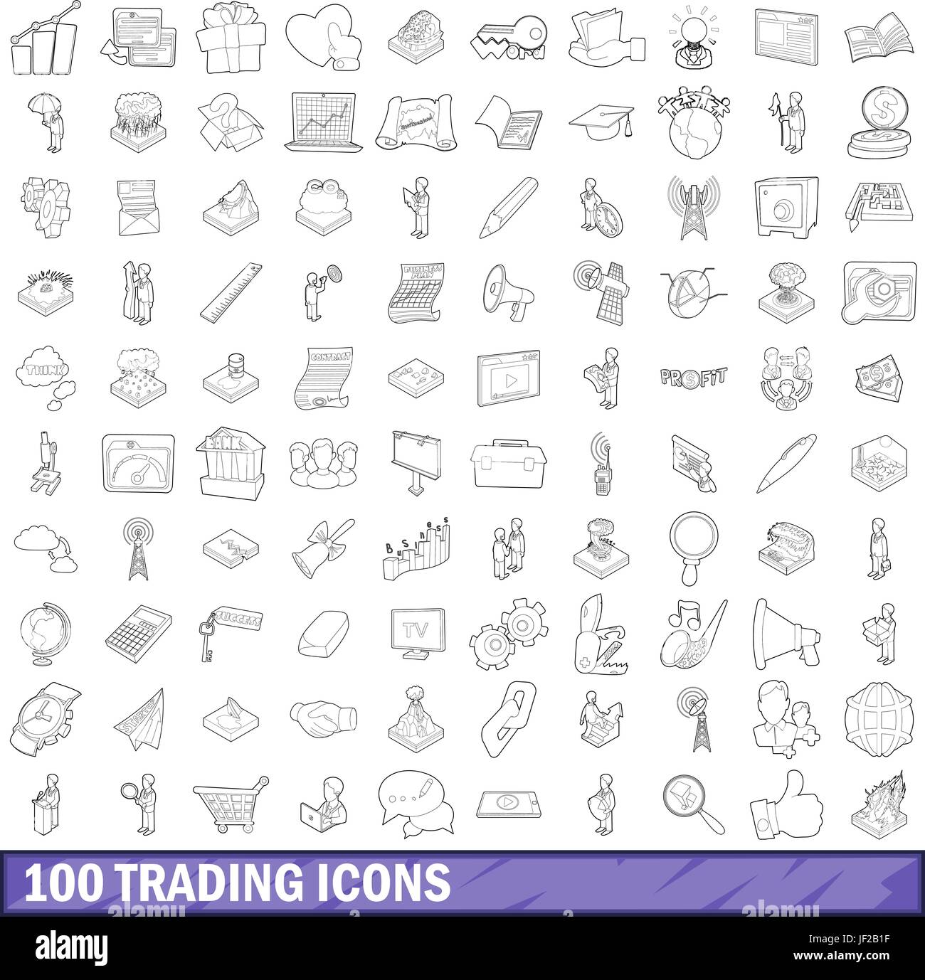 100 trading icons set, outline style Stock Vector Image & Art - Alamy