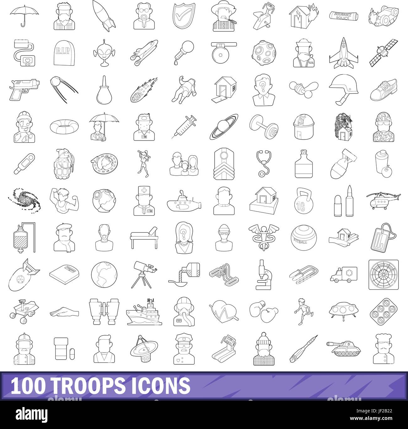 100 troops icons set, outline style Stock Vector Image & Art - Alamy