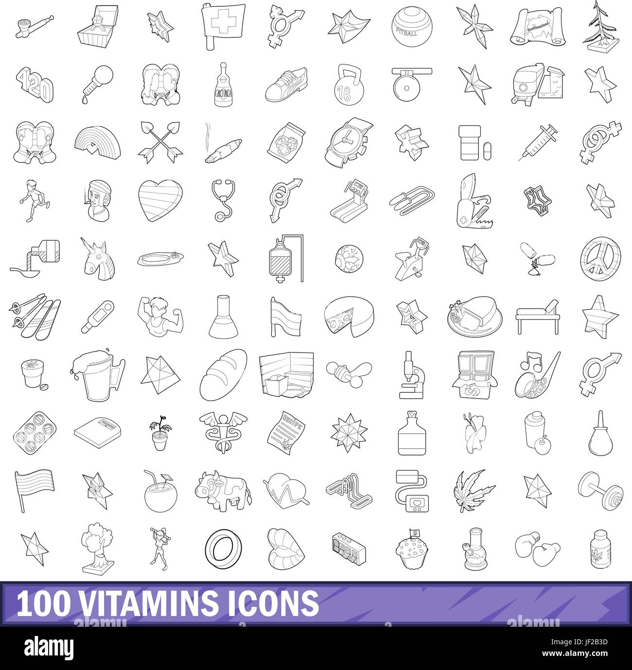 100 vitamins icons set, outline style Stock Vector Image & Art - Alamy
