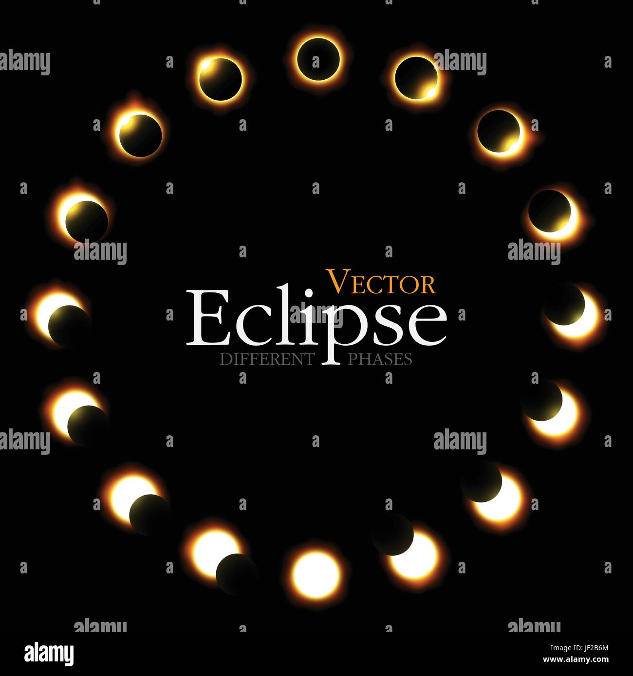 Different phases of solar and lunar eclipse . Vector Stock Vector Image ...