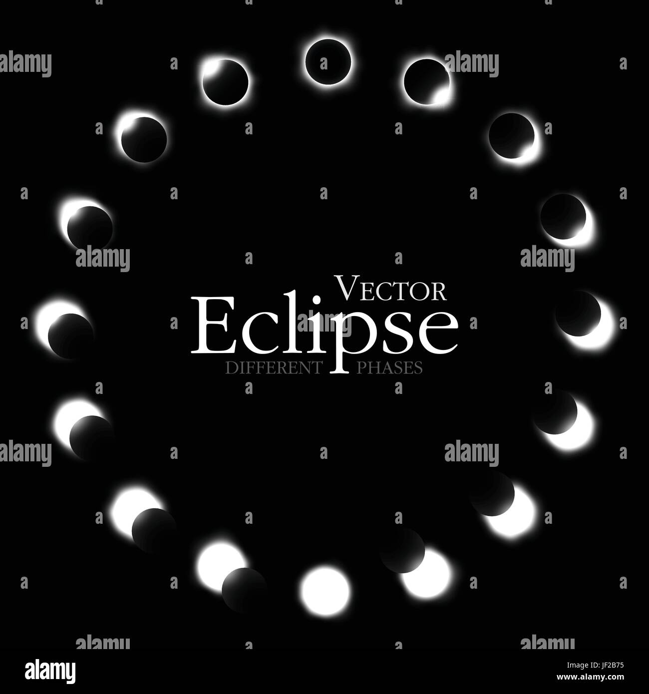 Different phases of solar and lunar eclipse . Vector Stock Vector Image ...