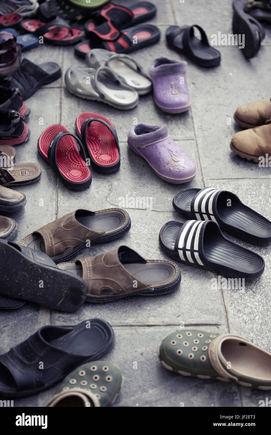 Nepal temple shoes hi-res stock photography and images - Alamy