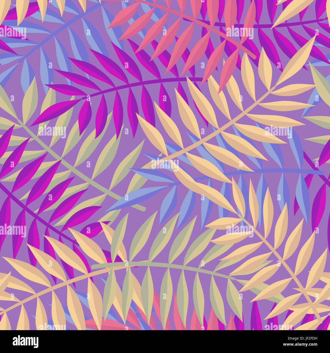 Tropical summer seamless pattern with pastel colors jungle palm tree ...