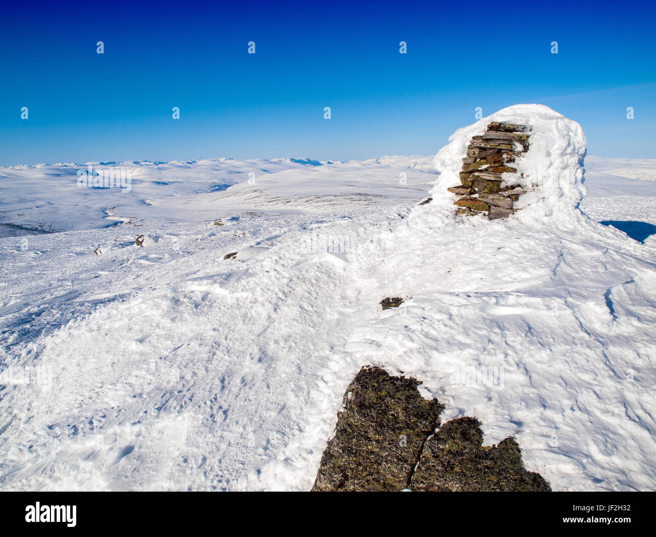 the summitt of Halti, the highest mountain in Finland, in winter Stock ...