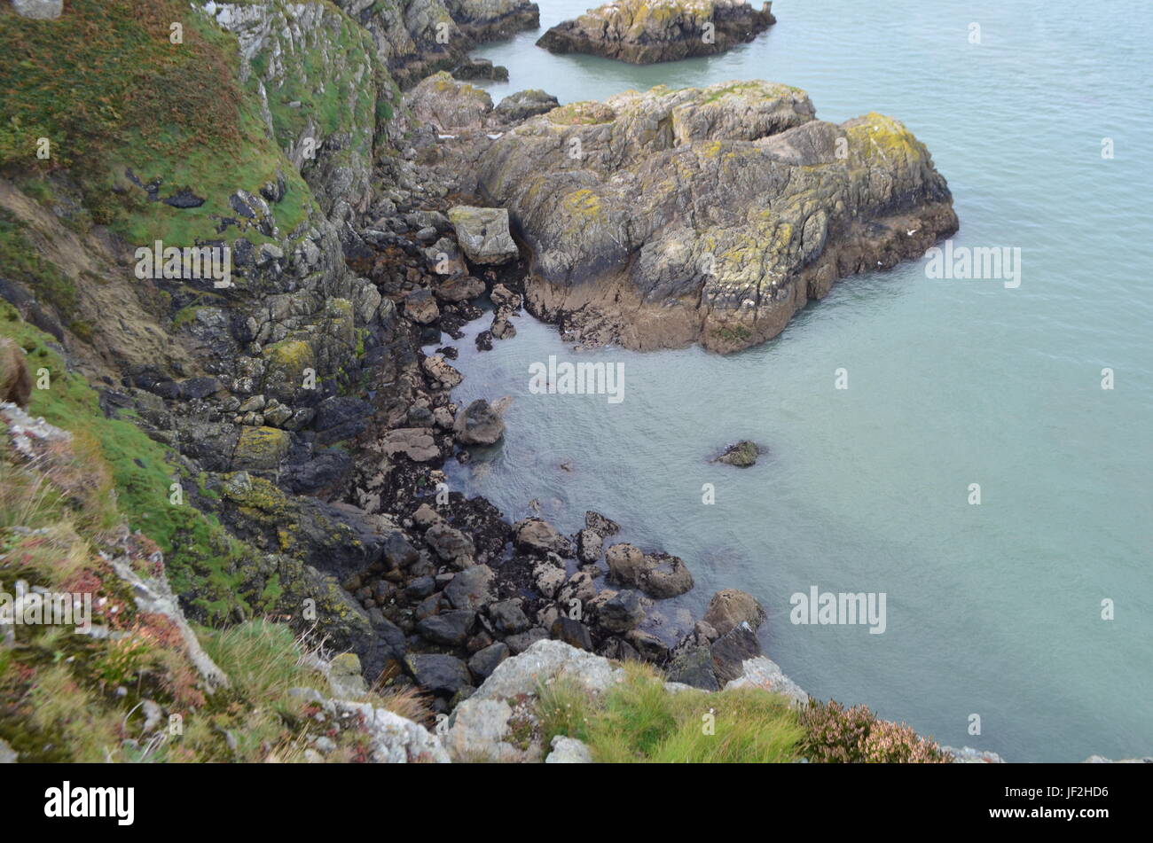 Down View to the Sea of Rocky Mountain Cliff from Ben of Howth, Ireland ...