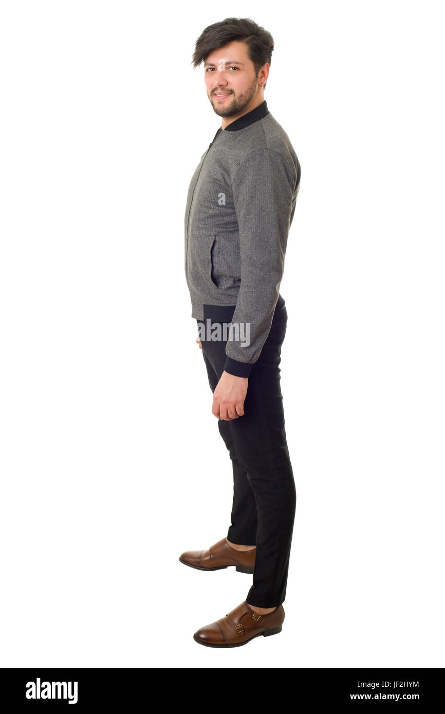 happy casual man full body in a white background Stock Photo - Alamy