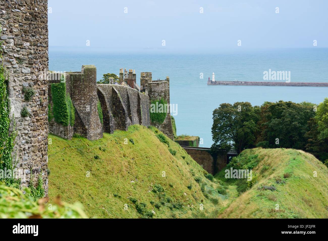 overlooking channel from Dover Castle Stock Photo - Alamy