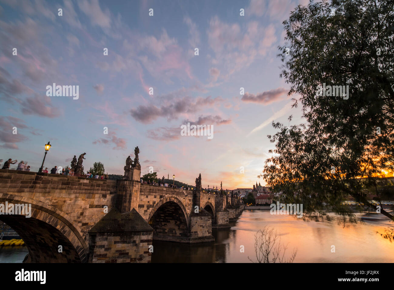 A view of Charles Bridge as the sun sets Stock Photo - Alamy