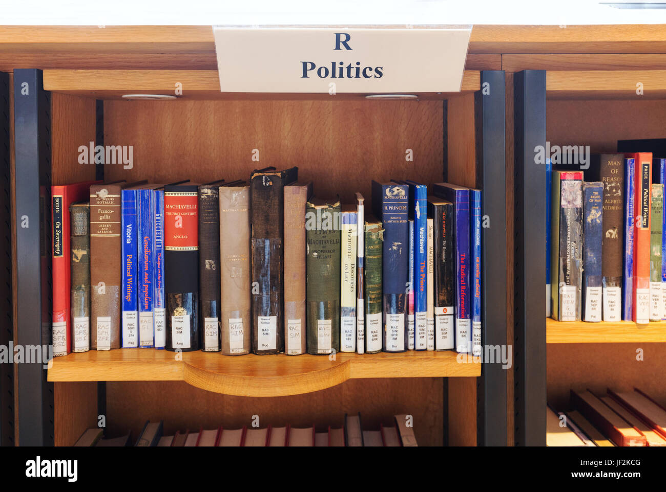 Politics books in a library on library shelves, England UK Stock Photo ...