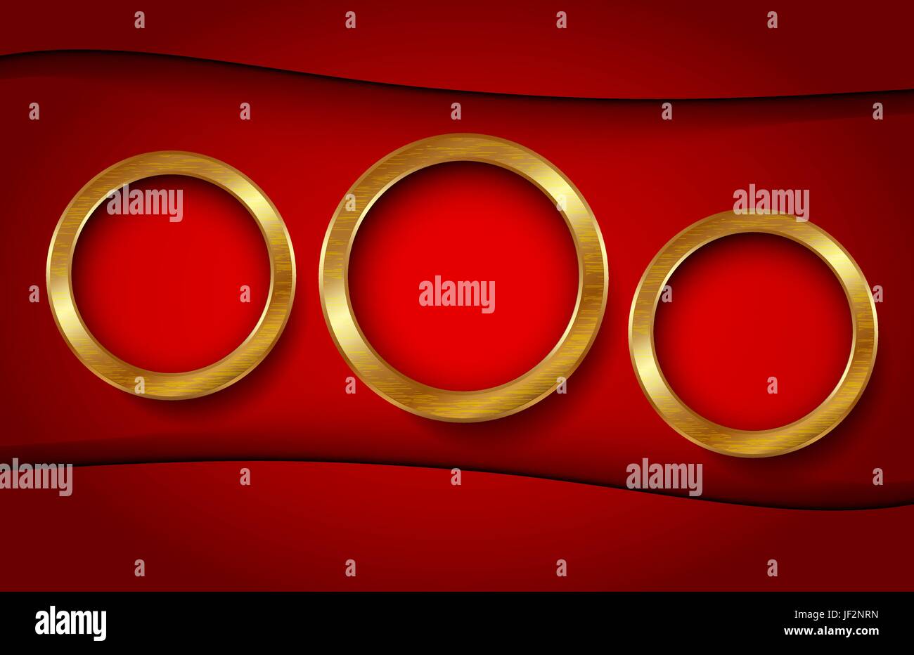 ring, three, circle, element, metallic, backdrop, background, gold, red ...