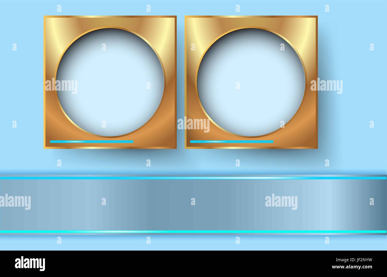 blue, square, metallic, backdrop, background, gold, two, circle, blue ...