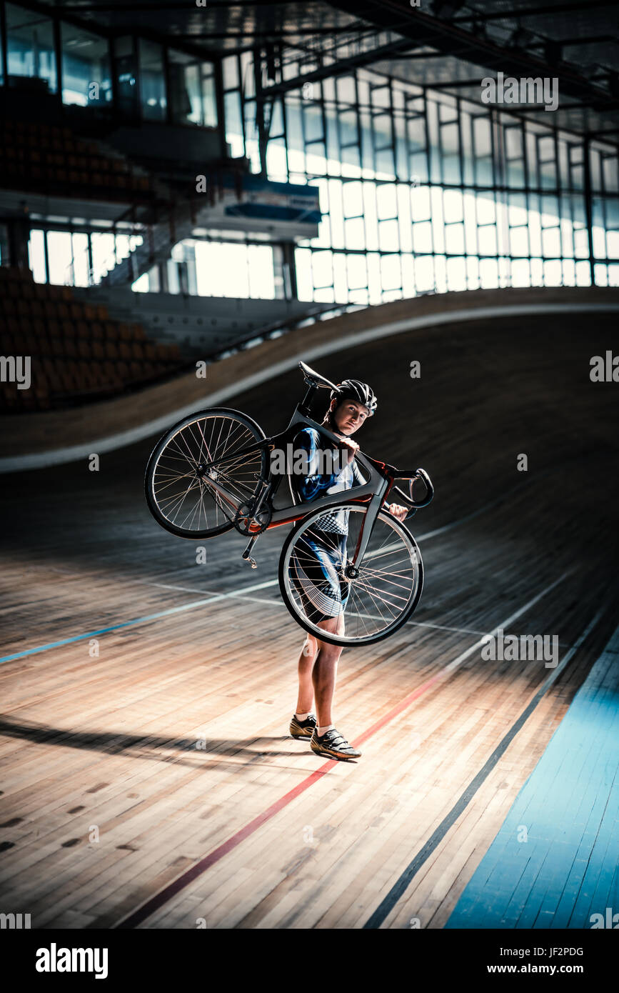 Man with a cycle Stock Photo - Alamy