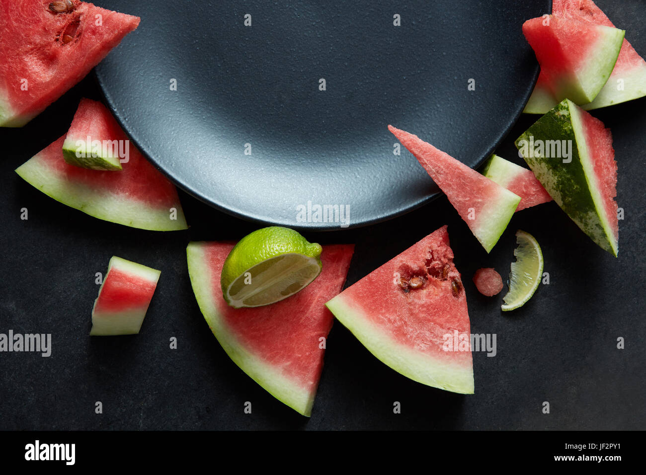 Watermelon slice on plate hi-res stock photography and images - Alamy