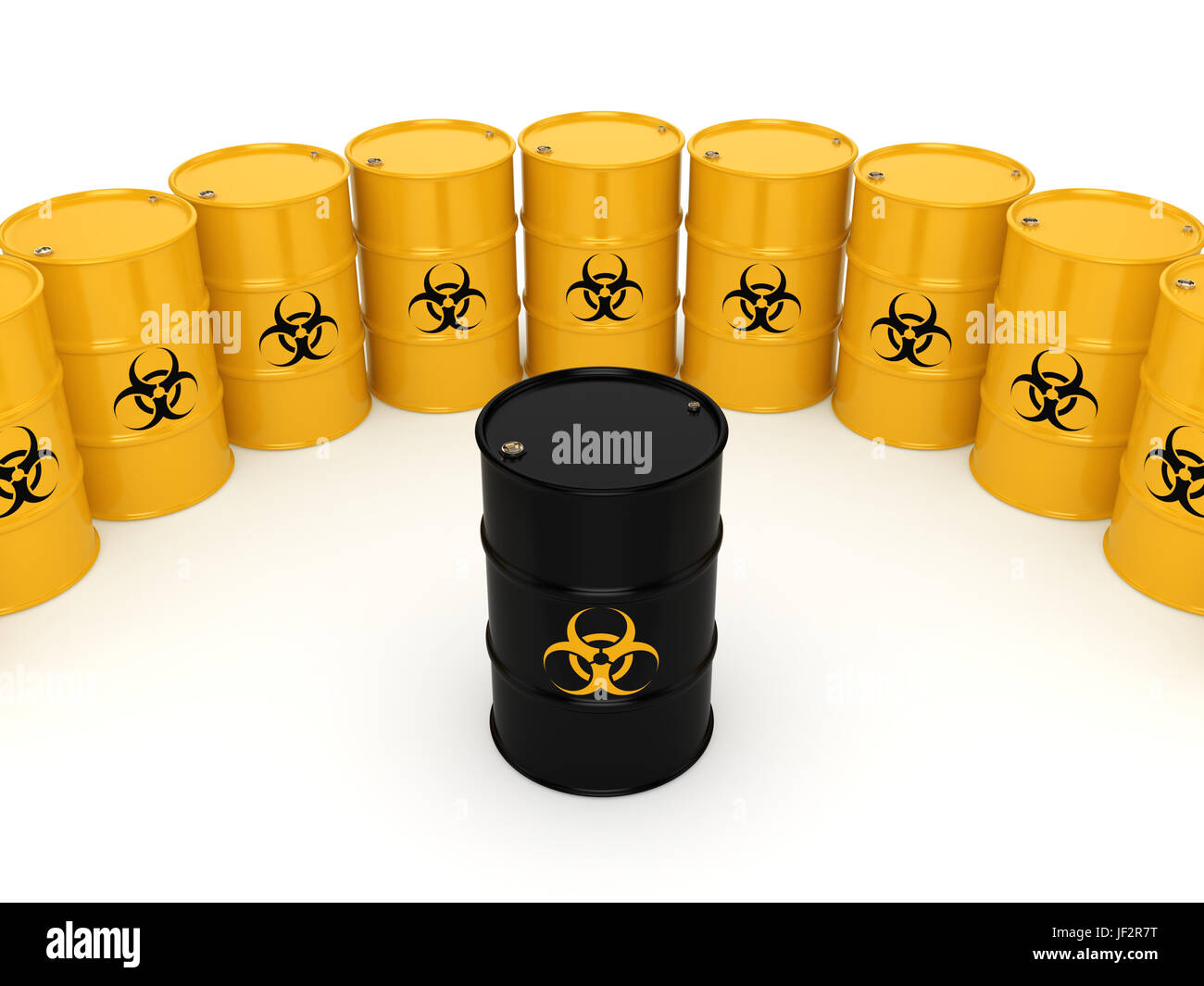 3D rendering biohazard barrels Stock Photo - Alamy