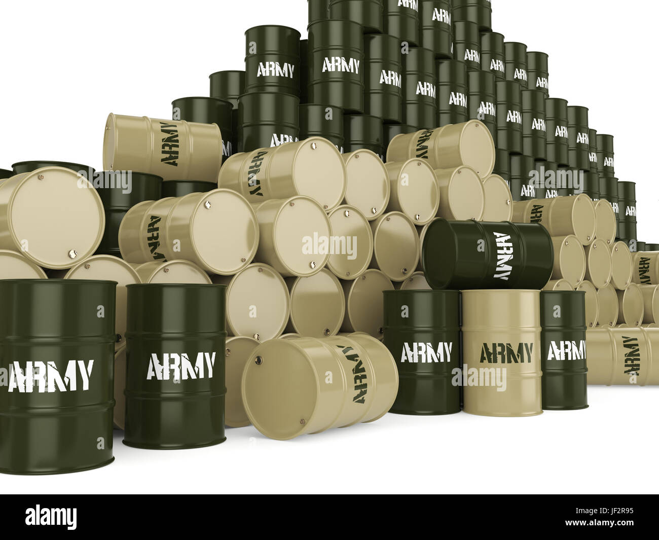 3D rendering army barrels Stock Photo - Alamy