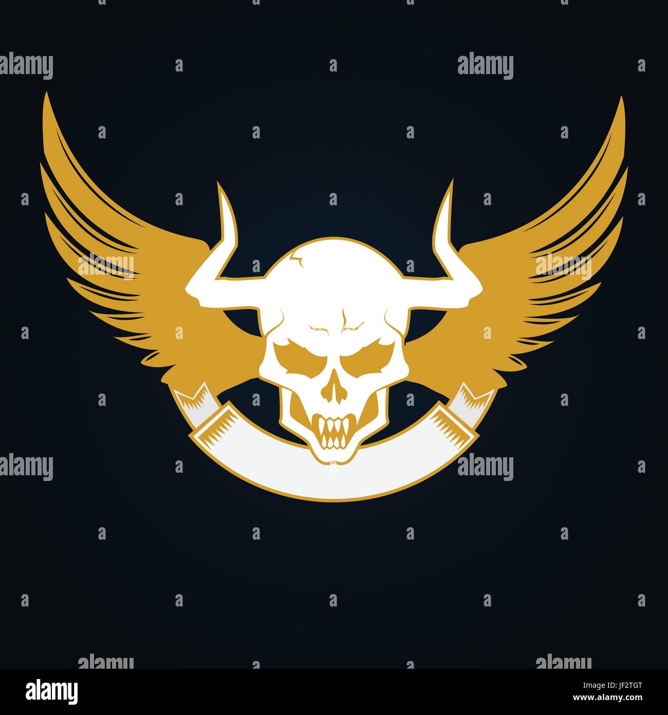 emblem, skull, horns, raving, furious, angry, irately, sticker ...