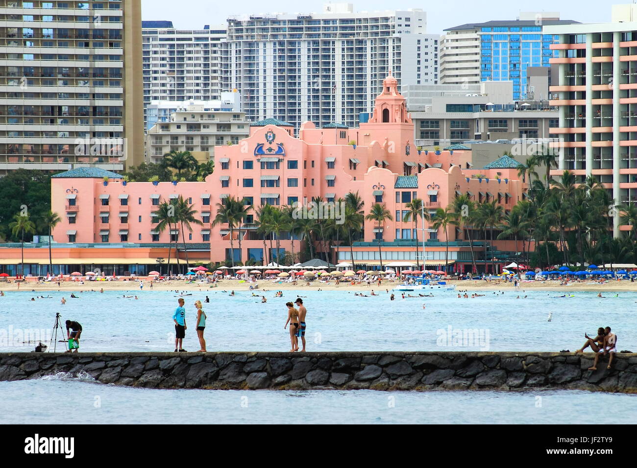Honolulu, Hawaii, USA - May 28, 2016: People enjoying the Hawaiian ...