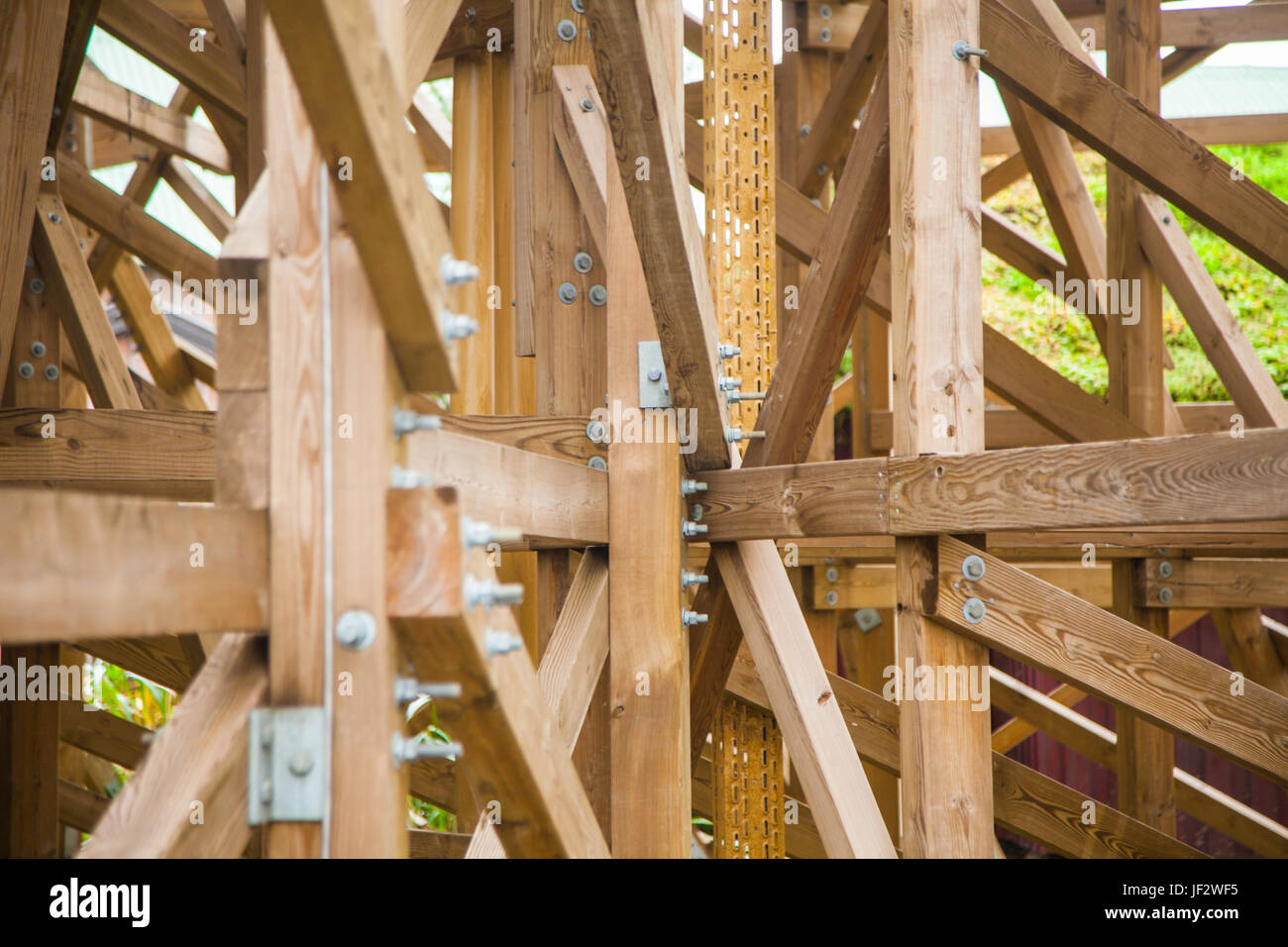 Fixing roller coaster made of wood Stock Photo - Alamy