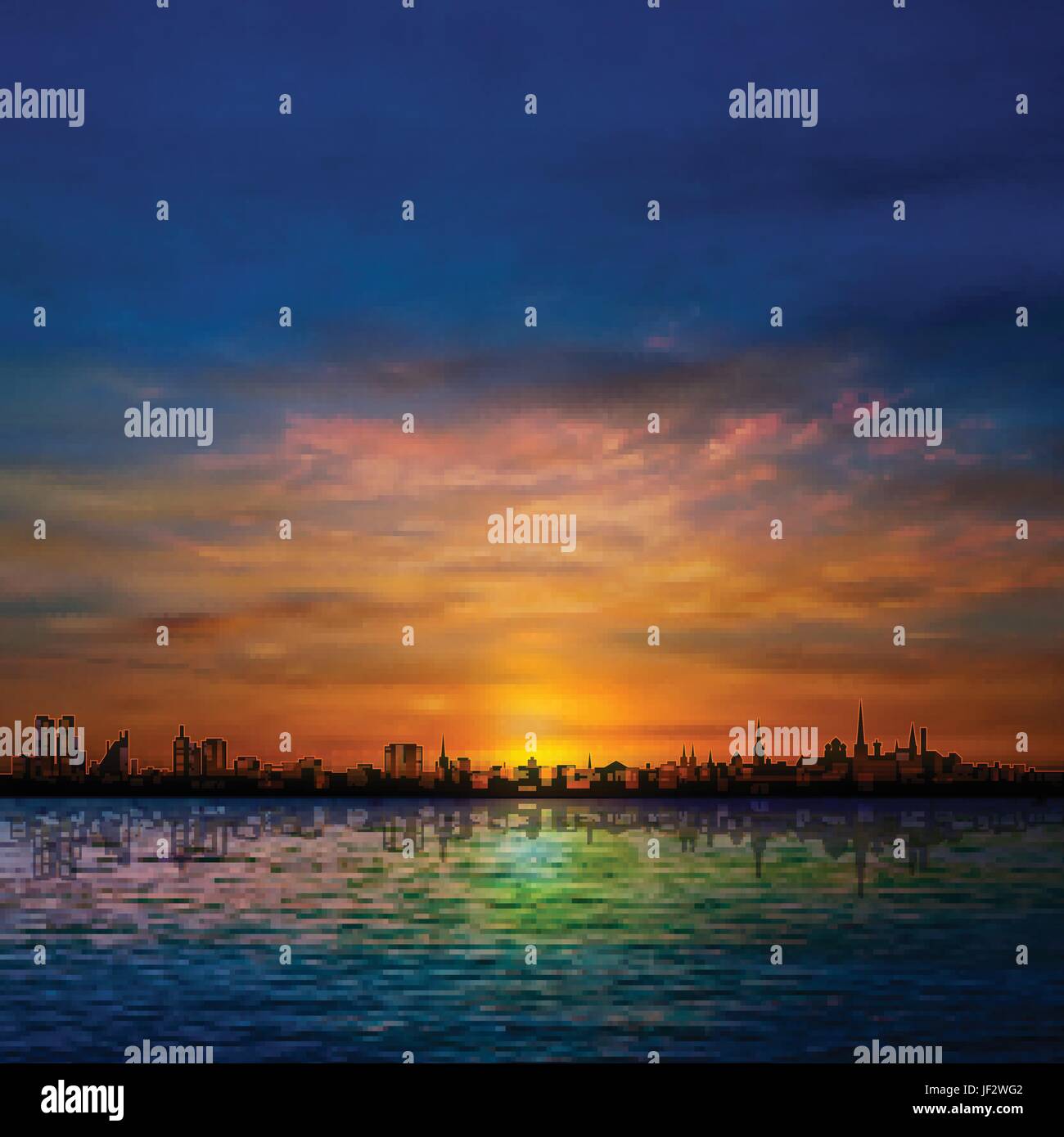 city, town, night, nighttime, sunset, sunrise, skyline, vector ...