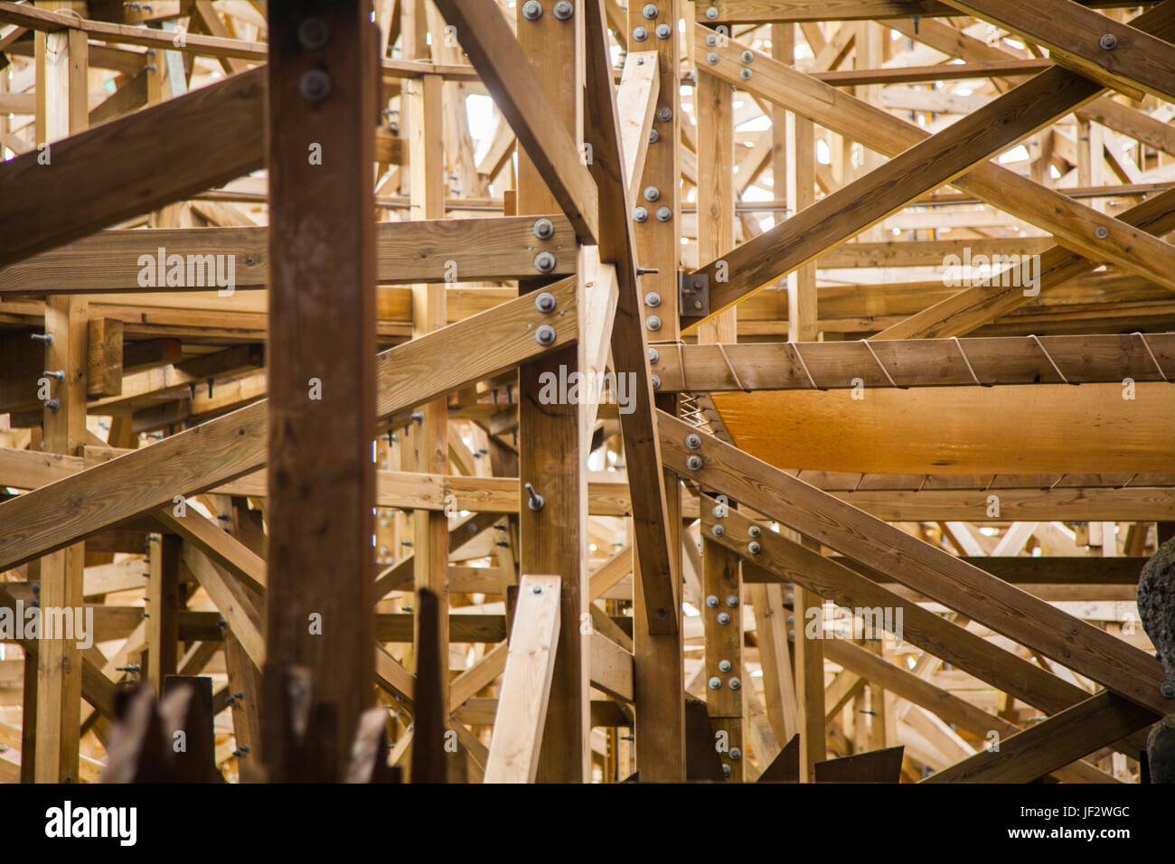 Frame made of wood roller coaster Stock Photo - Alamy