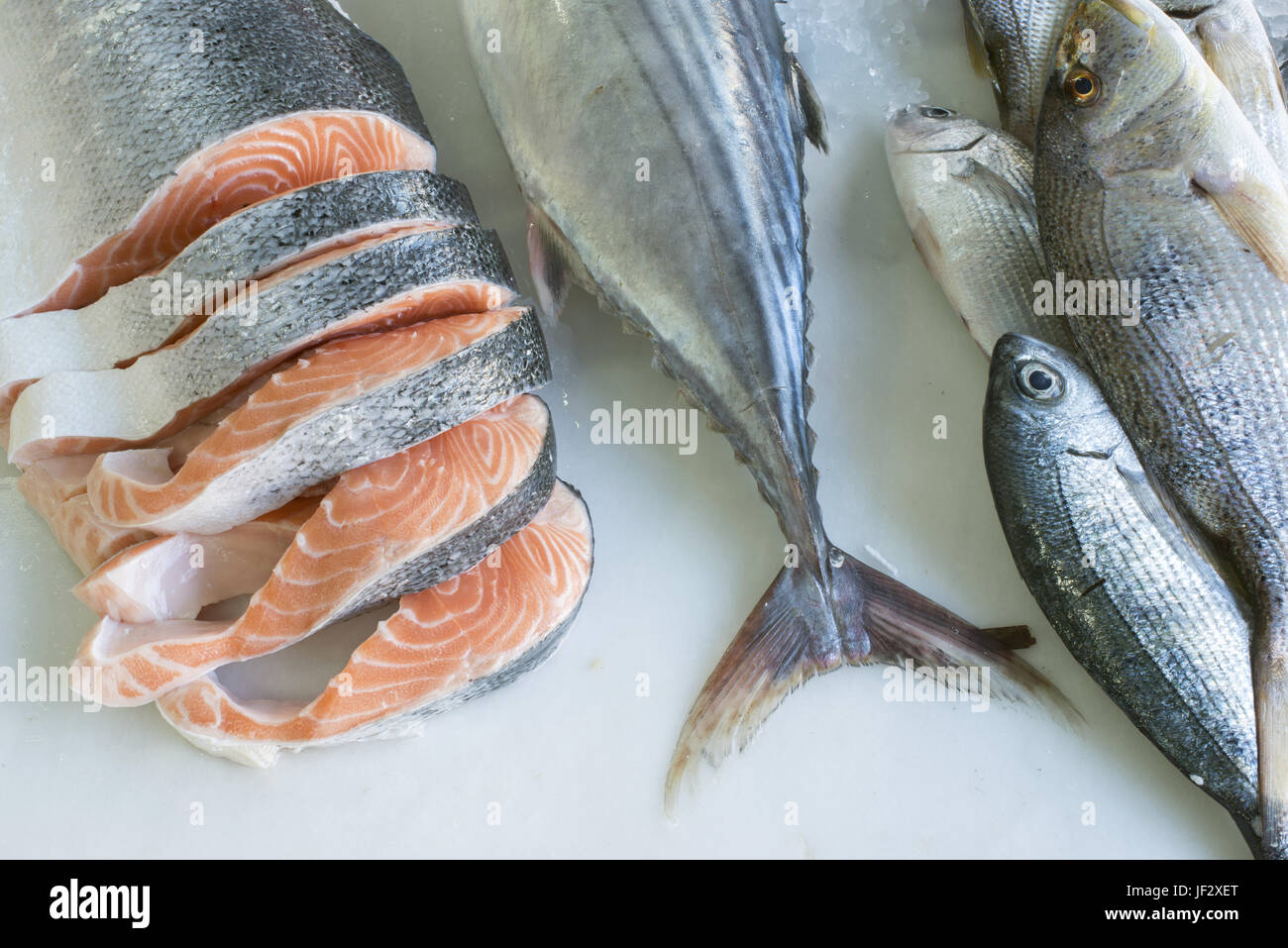 Salmon in store Stock Photo - Alamy