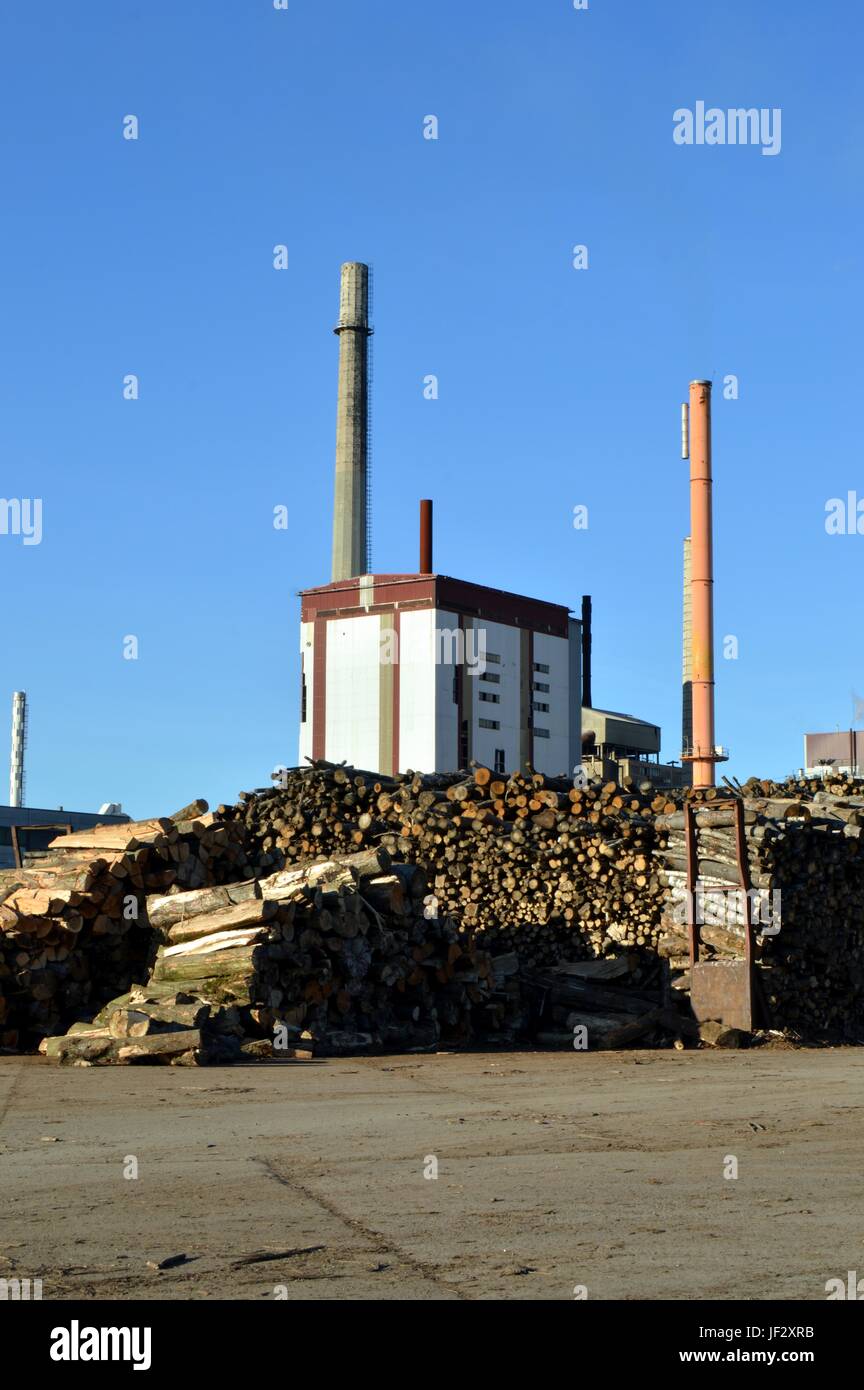 Pulp mill with two fireplaces Stock Photo - Alamy