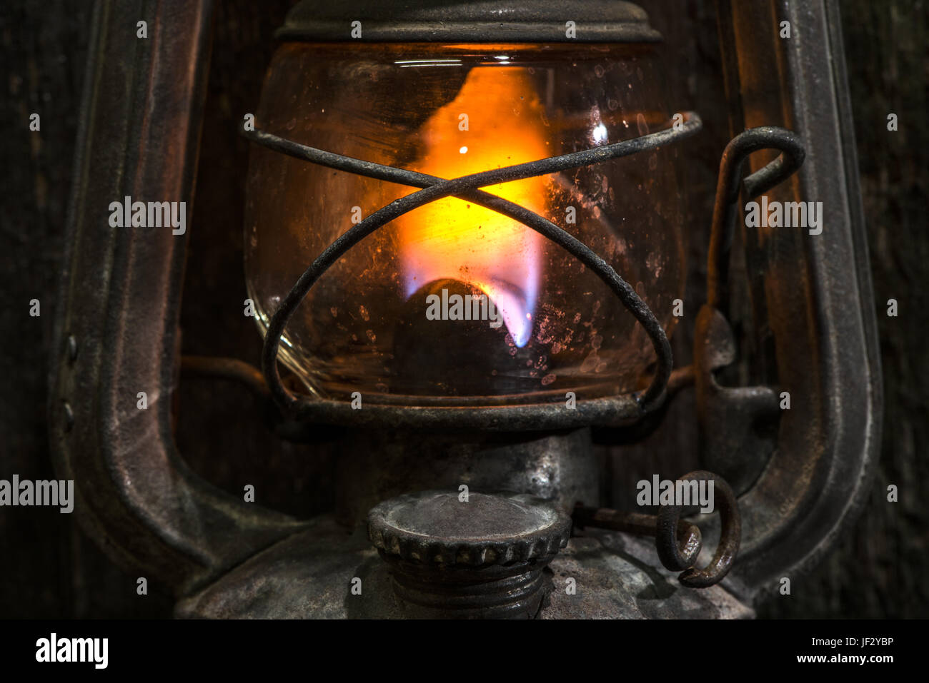 Old gas lantern on wood Stock Photo - Alamy