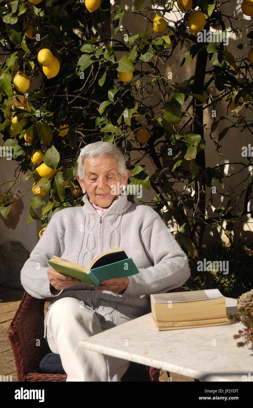 old woman reading a book Stock Photo - Alamy