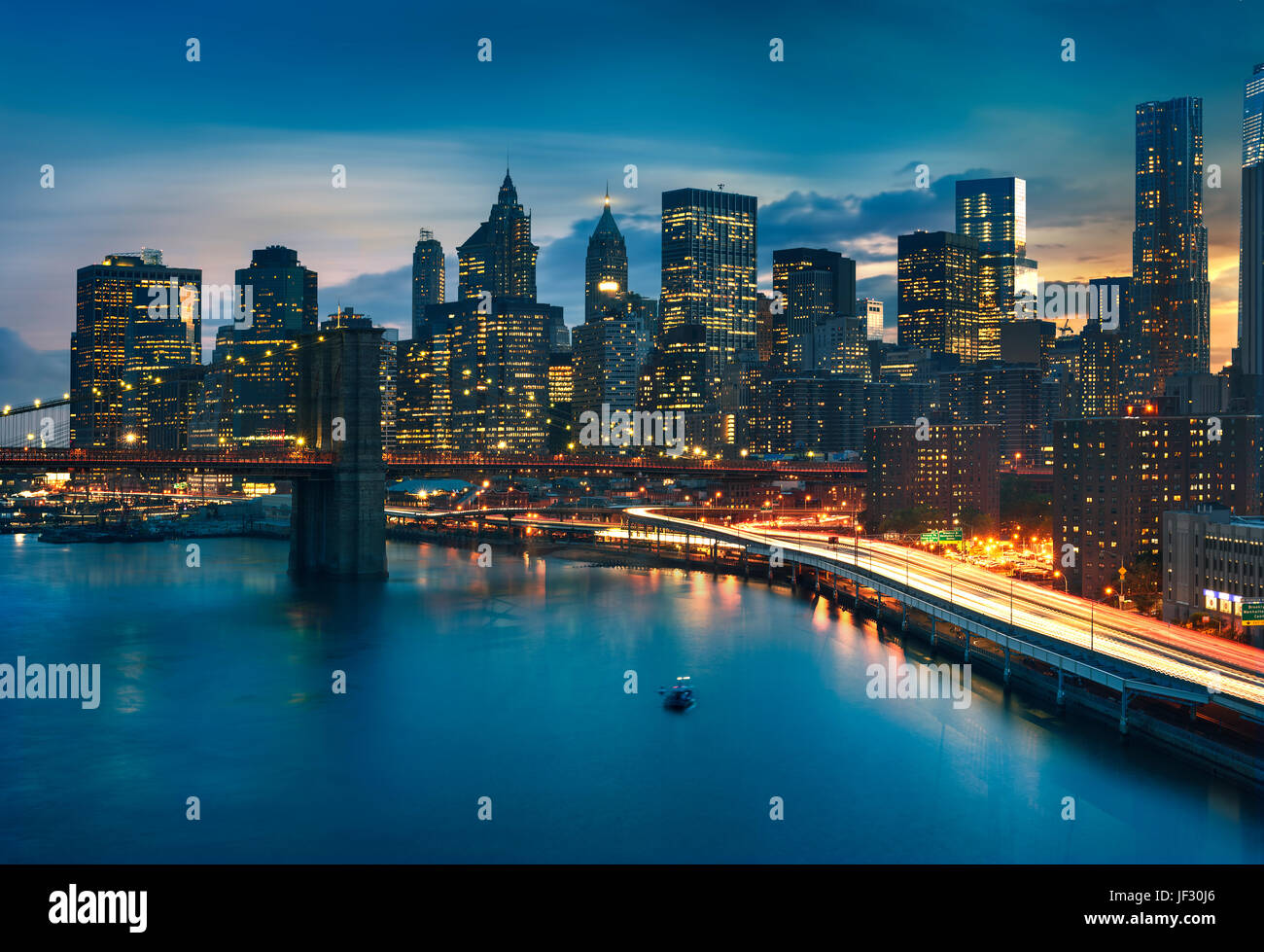 New York City - beautiful sunrise over manhattan with manhattan and ...