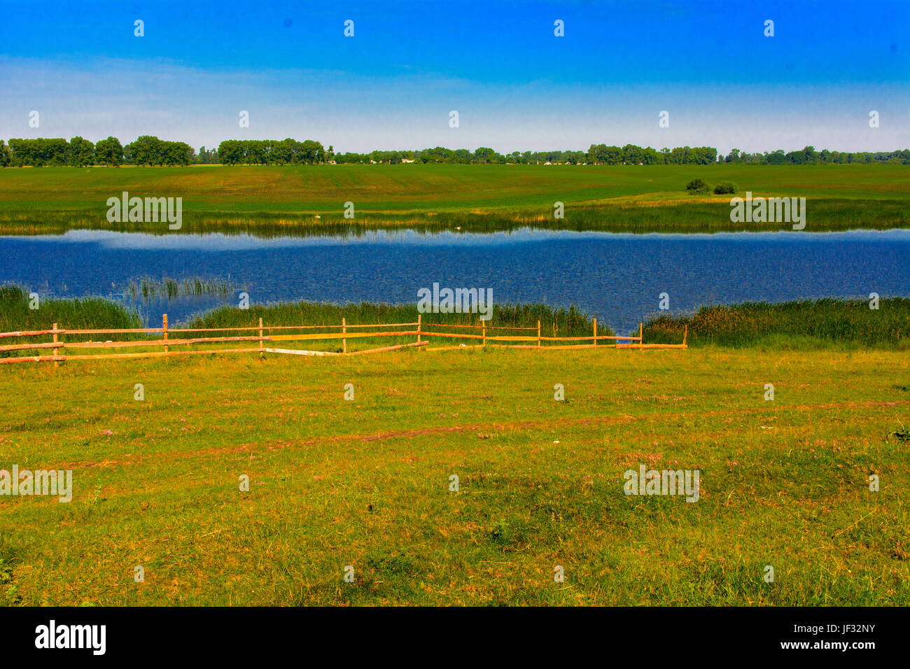 A beautiful lake for breeding fish. Magnificent view of the lake Stock ...