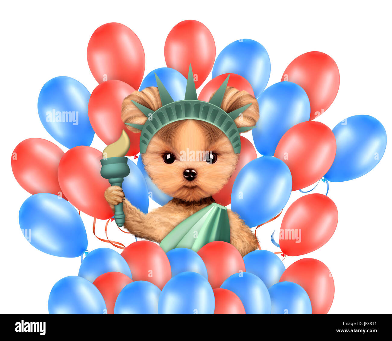 Funny dog holding torch. Concept of 4th of July Stock Photo - Alamy