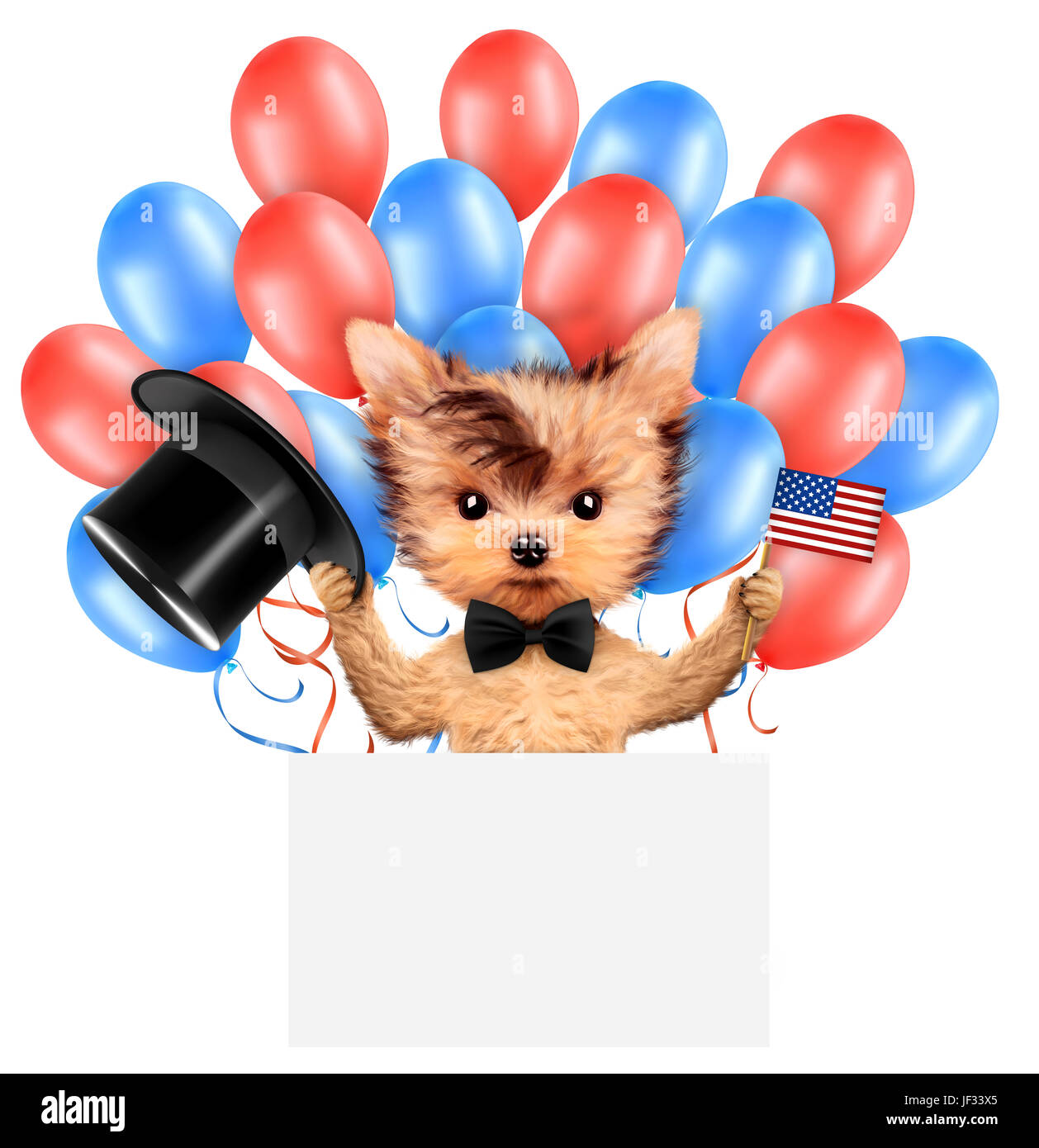 Funny dog holding USA flag. Concept of 4th of July Stock Photo - Alamy