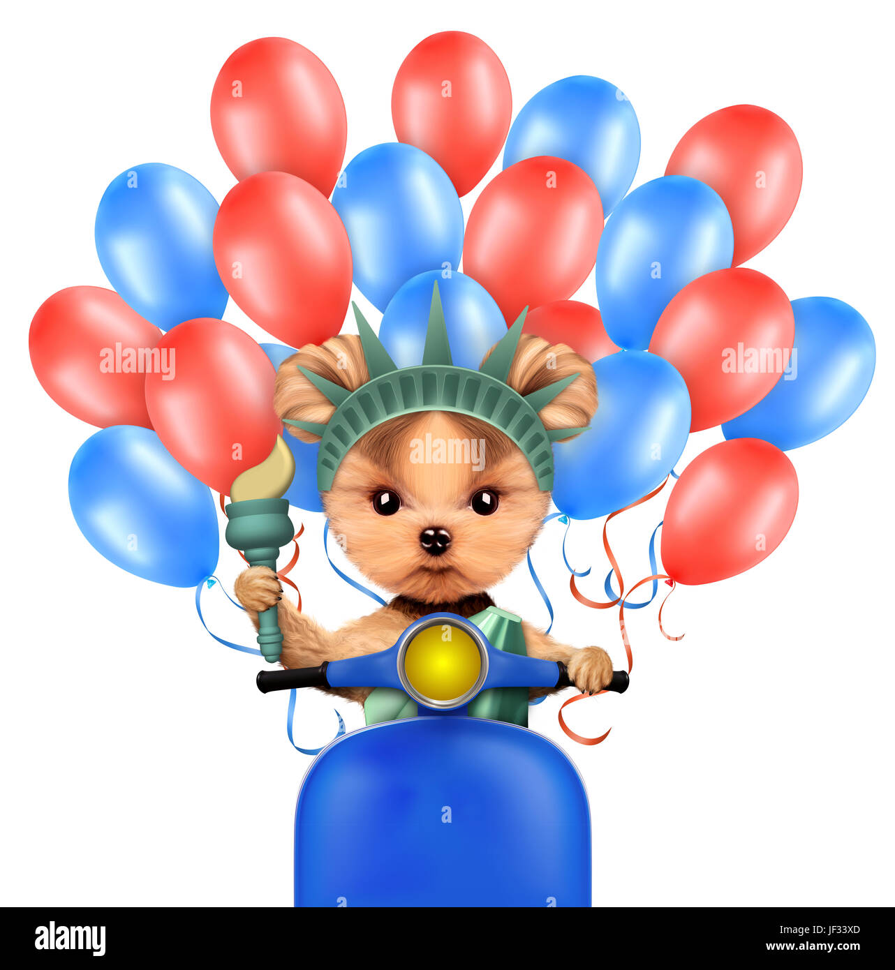 Funny dog holding torch. Concept of 4th of July Stock Photo - Alamy