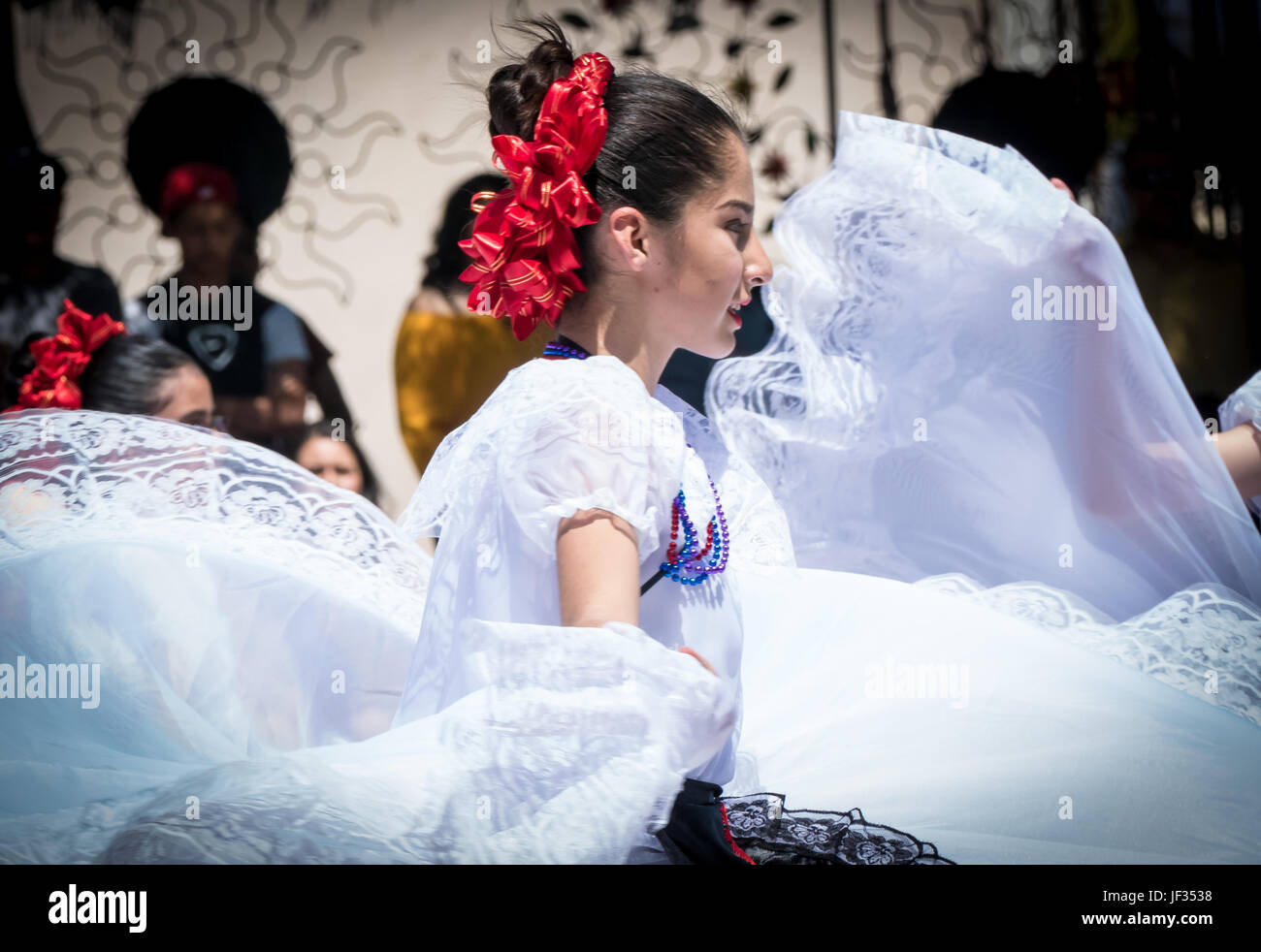Dancers celebrating Cinco de Mayo in village square of Mesilla, New ...