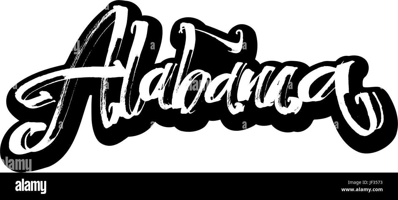 Alabama. Sticker. Modern Calligraphy Hand Lettering for Serigraphy ...