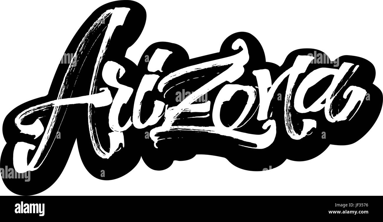 Arizona. Sticker. Modern Calligraphy Hand Lettering for Serigraphy ...