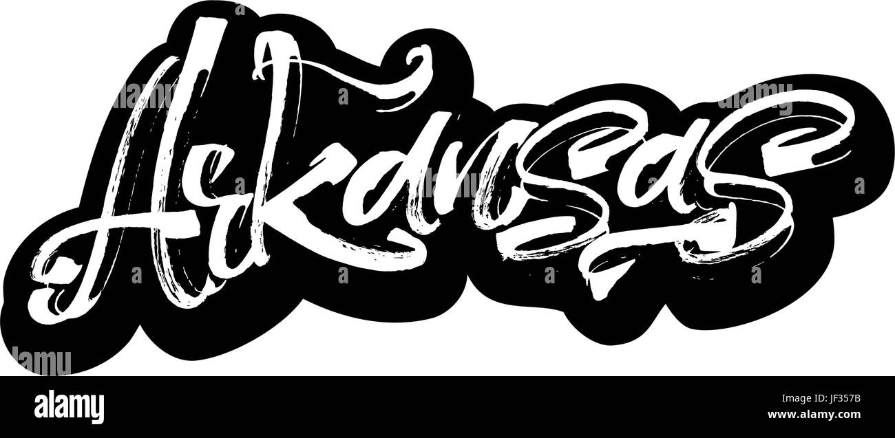 Arkansas. Sticker. Modern Calligraphy Hand Lettering for Serigraphy ...