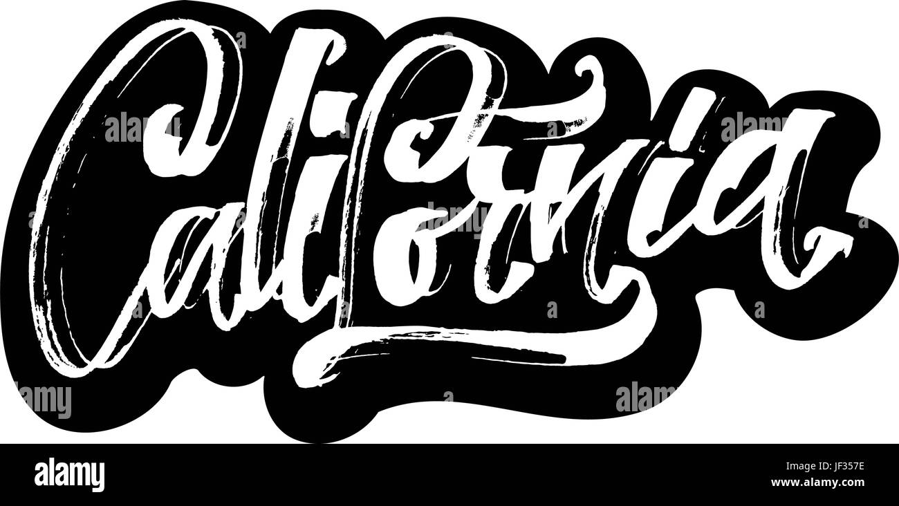 California. Sticker. Modern Calligraphy Hand Lettering for Serigraphy ...