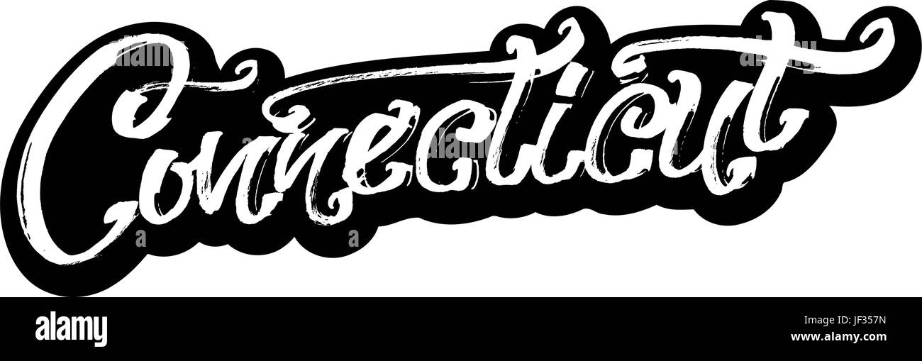 Connecticut. Sticker. Modern Calligraphy Hand Lettering for Serigraphy ...